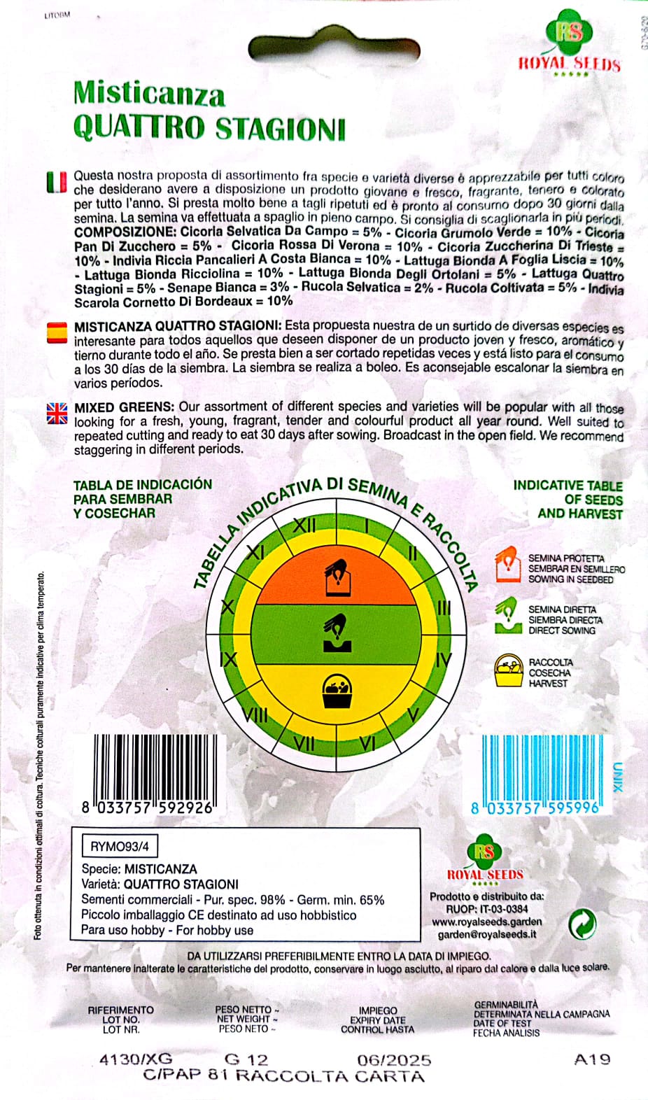 Royal Lettuce Quattro Stagioni 93/4 – KBSeeds Store